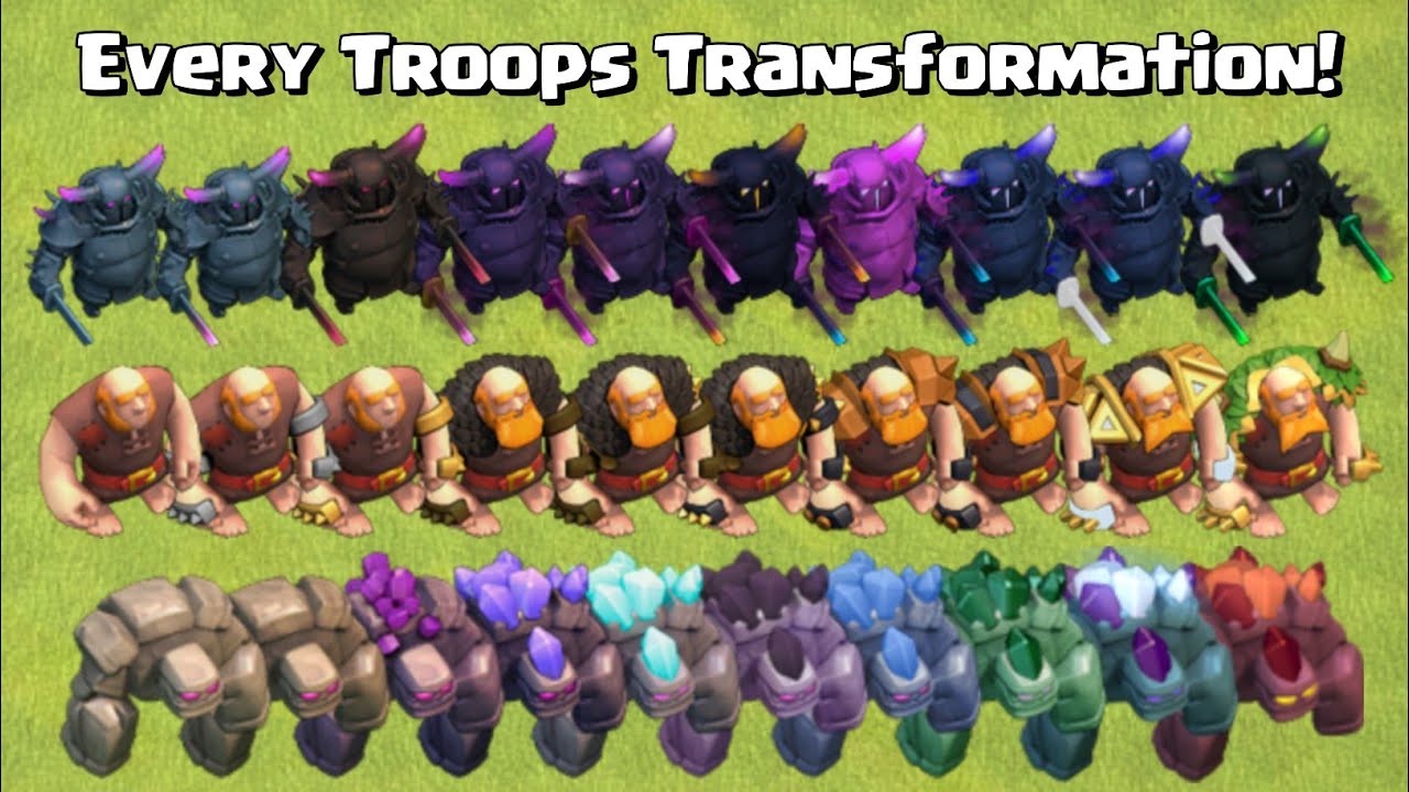 Every Troops Time Lapse Upgrade | Transformation And Animation | Clash ...