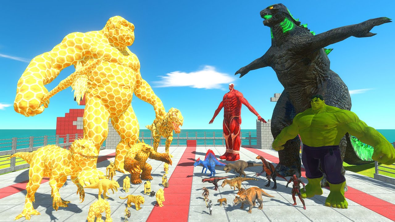 Irradiated Godzilla Army Falling and Fight Honey King Kong + Mutant ...