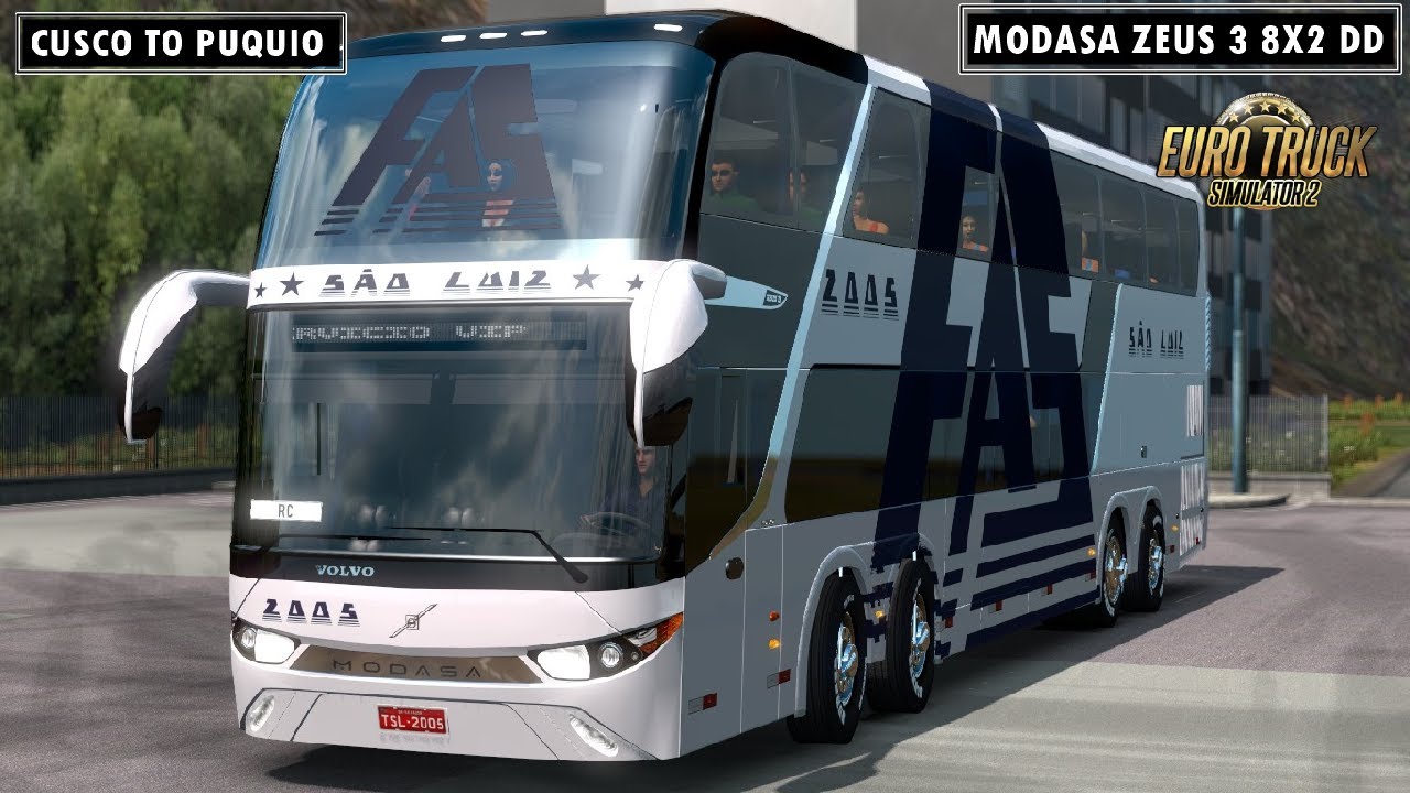 euro truck simulator 2 modasa zeus 3 dd 8x2 bus mod free - YouTube