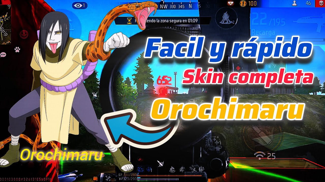 ! FACIL Y RAPIDO 😱 SKIN COMPLETA DE OROCHIMARU X FREE FIRE 😱🔥 - YouTube