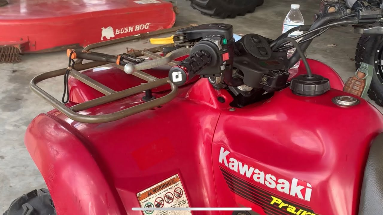 Installing ODI lock-on ATV grips, Kawasaki four wheeler - YouTube