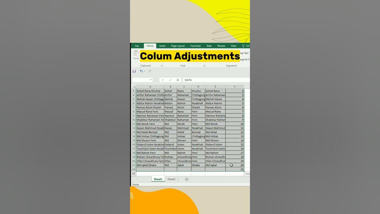 Colum Adjustments Shortcut Formula | Excel Bangla Tutorial | Excel Tips & Tricks | - YouTube