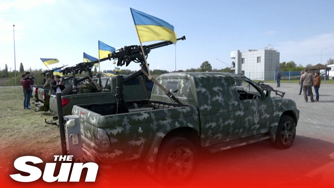 Ukrainian anti-drone unit receives heavy gun pick-up trucks to defend ...