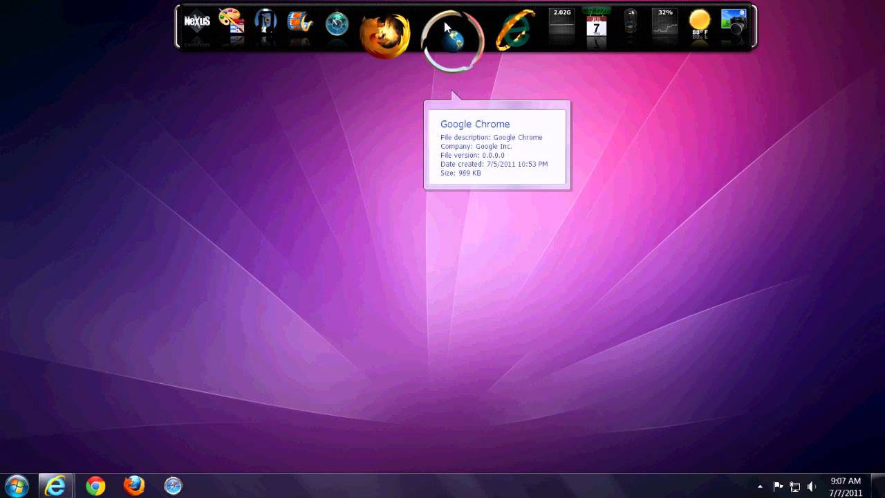 Windows 7 dock (HD) - YouTube