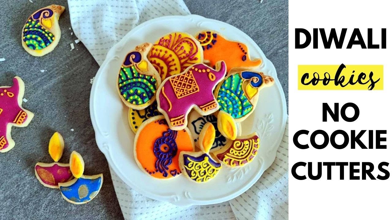 Eggless Diwali Cookies - No Cookie Cutter DIY Diya Cookies / DIY ...