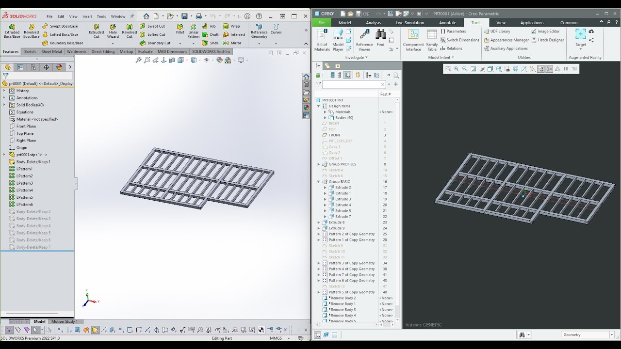 PTC Creo Parametric 9.0 vs. DS SolidWorks 2022 - YouTube