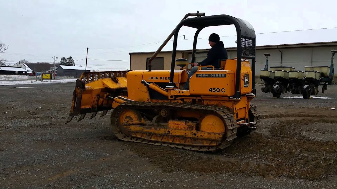 John Deere 450C Bull Dozer Root Rake Running and Operating Video By Que ...