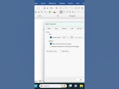 Adjust Row Height and Column Width in Microsoft Word Tables #mswordtable #microsoft #word - YouTube