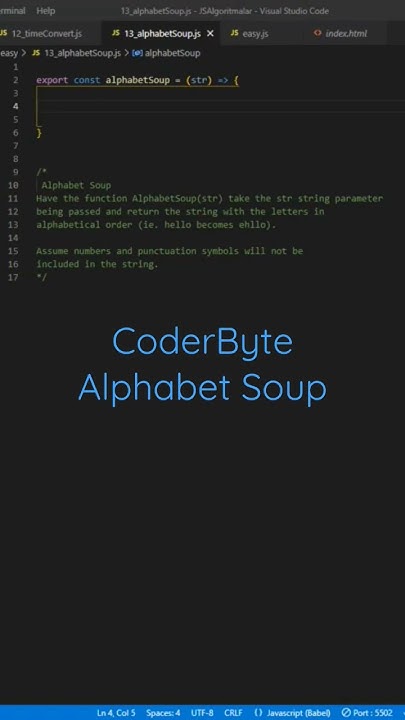 Coderbyte Alphabet Soup Algoritması Youtube