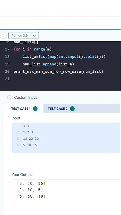 Max, Min, Sum in Matrix🗿(Row) in Python ️🤯 #shorts #trending #trending ...