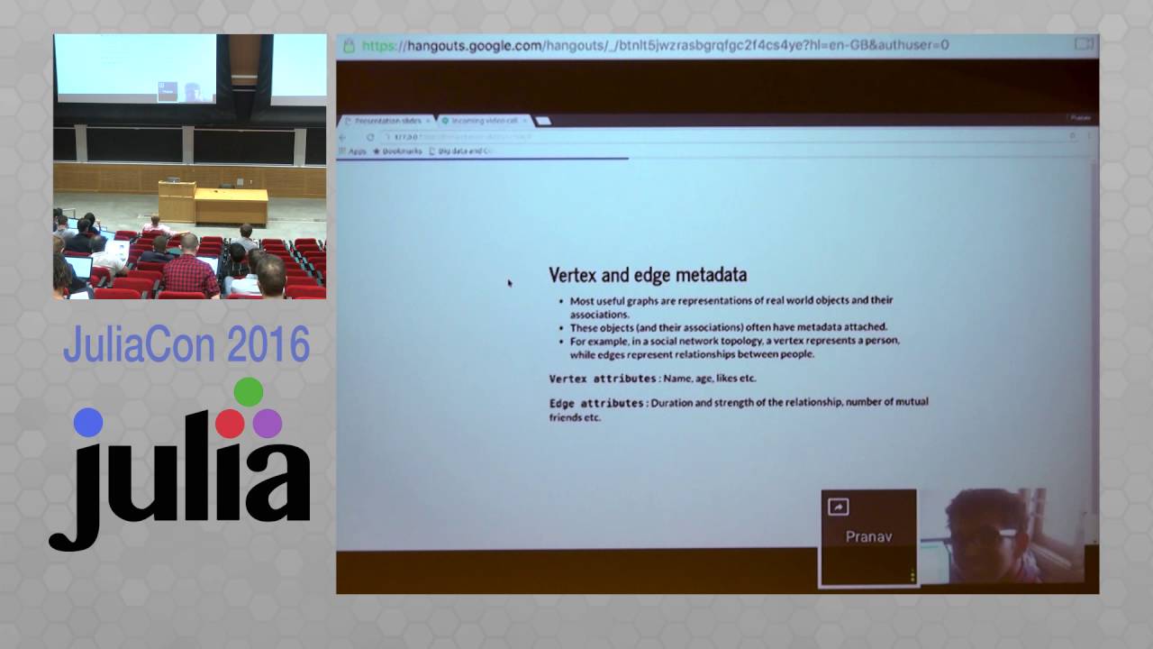JuliaCon 2016 | Parallelized Graph Processing in Julia | Pranav Thulasiram Bhat - YouTube