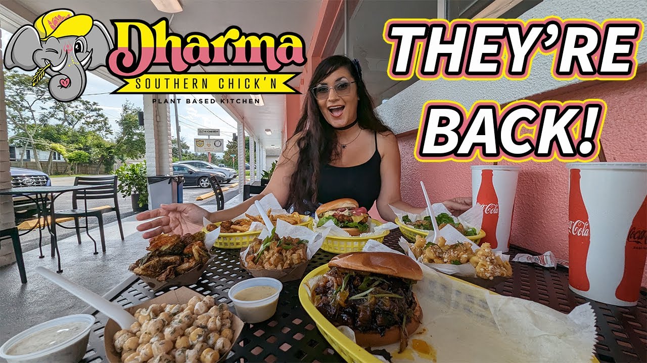 Dharma Southern Chick'n dining 🐘 Vegan vs Non-Vegan Orlando food review ...