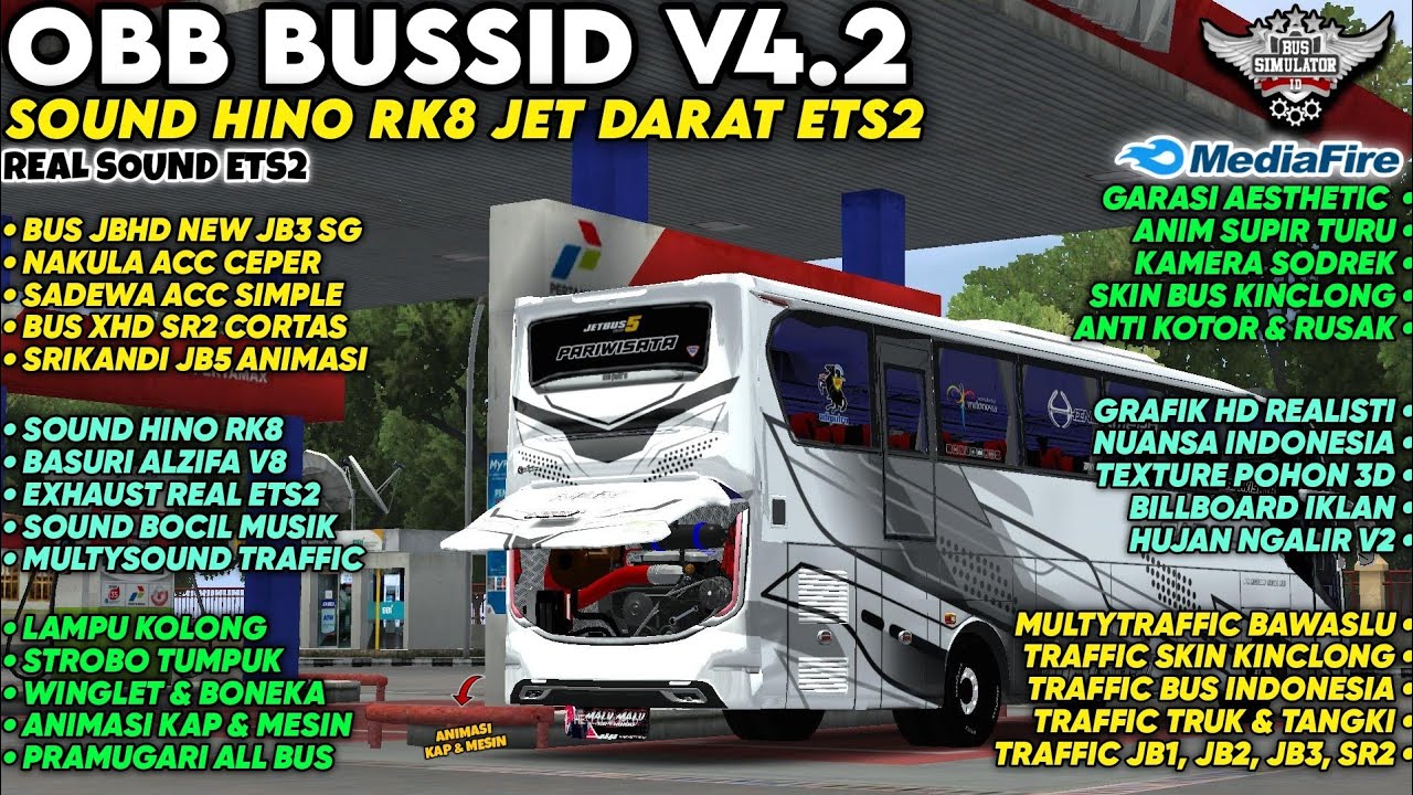 BARU LAGI CUY 😱 OBB BUSSID V4.2 SOUND HINO RK8 JET DARAT | Bus Jb5 Full ...