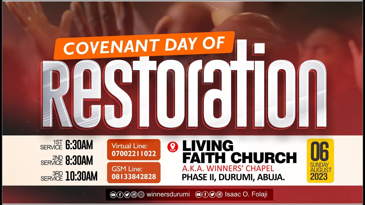 COVENANT DAY OF RESTORATION SERVICE | 1ST SERVICE | 6, AUGUST 2023 ...