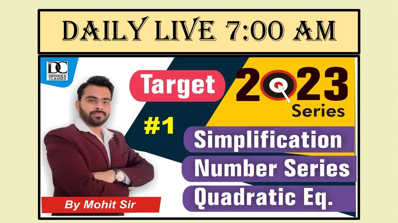 Target 2023 Series | Simplification |Number Series | Quadratic Eq ...