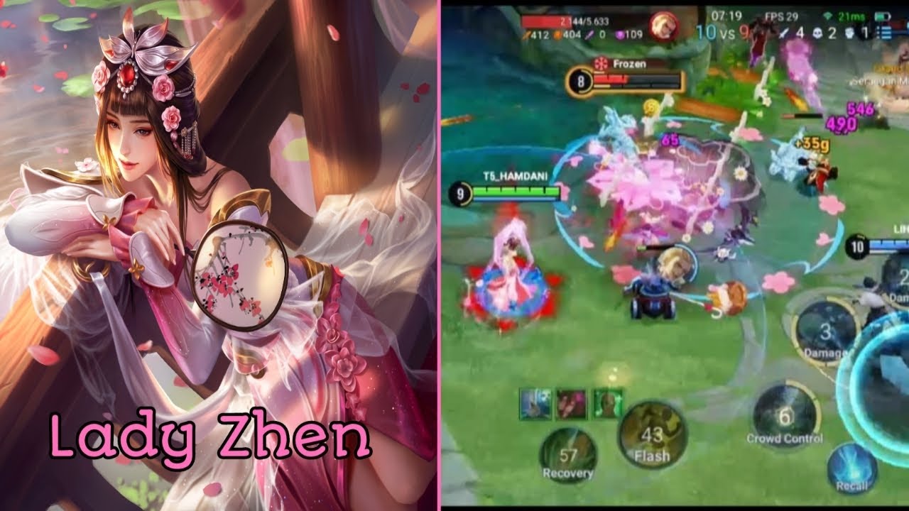 Honor of kings ( Lady Zhen ) Review skin lady zhen peony romantic epik ...