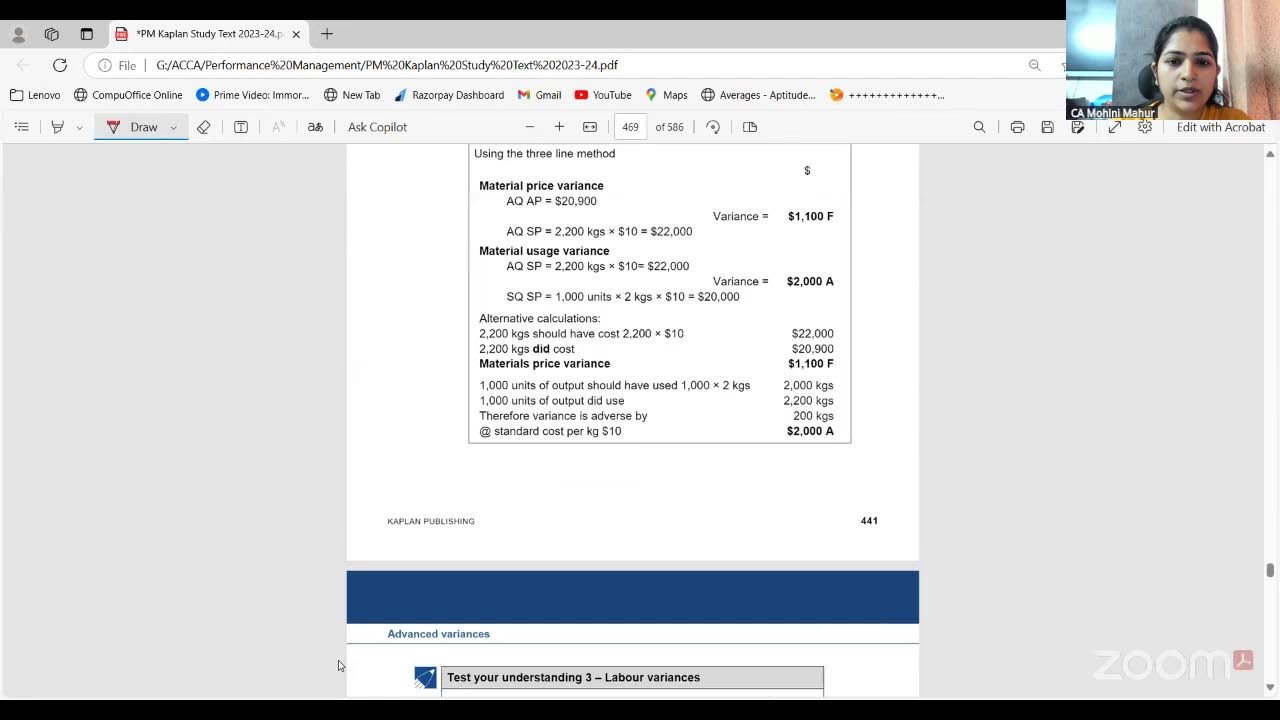 ACCA PM (F5) June 25 Chapter 12 L2 Advanced Variances - YouTube