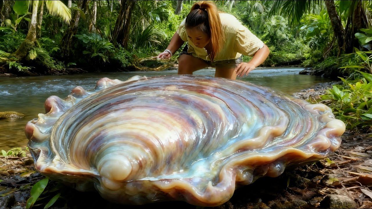 A super beautiful mutated clam was discovered, and the girl was very ...