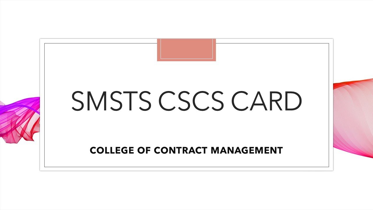 SMSTS CSCS Card - YouTube