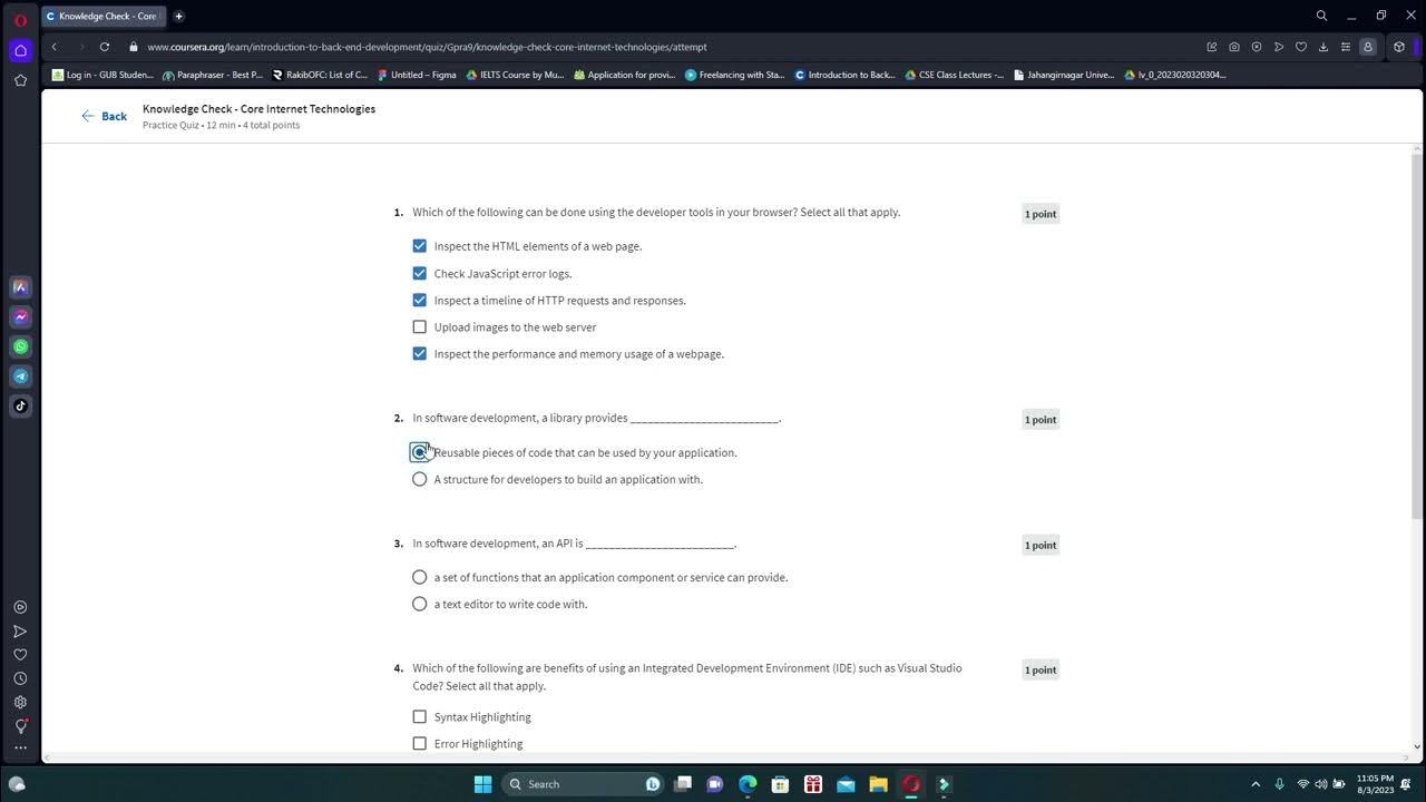 Core Internet Technologies week 1 quiz answers by Coursera | Introduction to Back-End ...