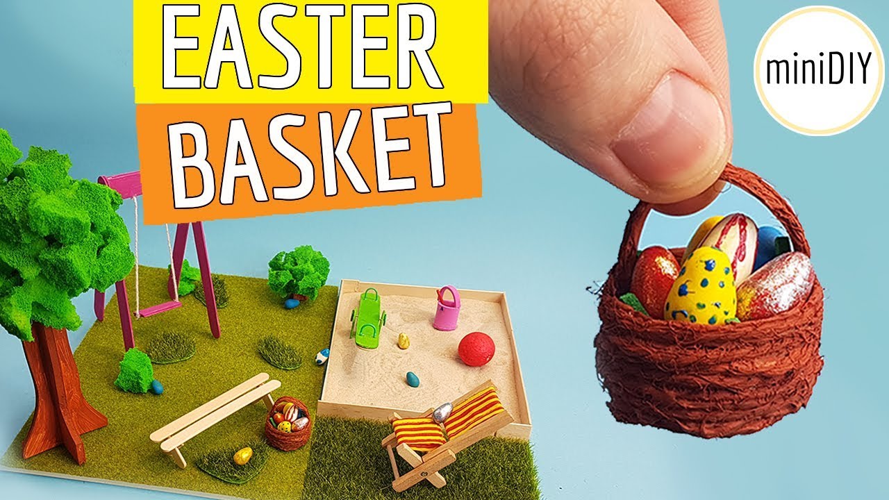 DIY Miniature Easter Basket Easter Eggs and Zen Garden - YouTube