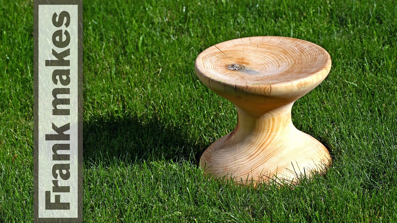 wood turned cedar stool - YouTube