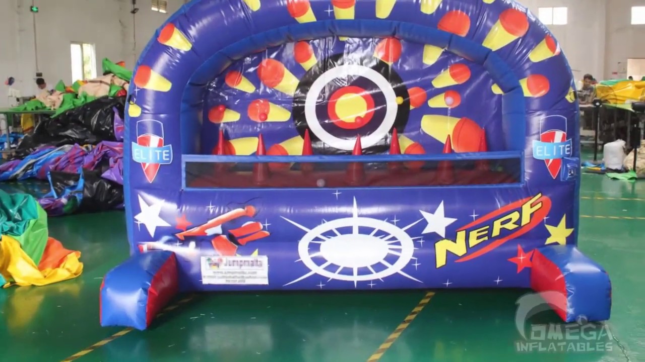 Inflatable Nerf Shooting Game - YouTube