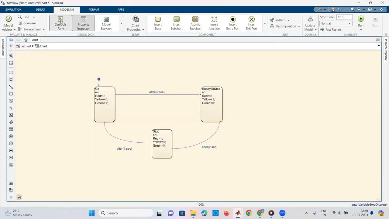 State Flow in MATLAB Traffic Light Signal - YouTube