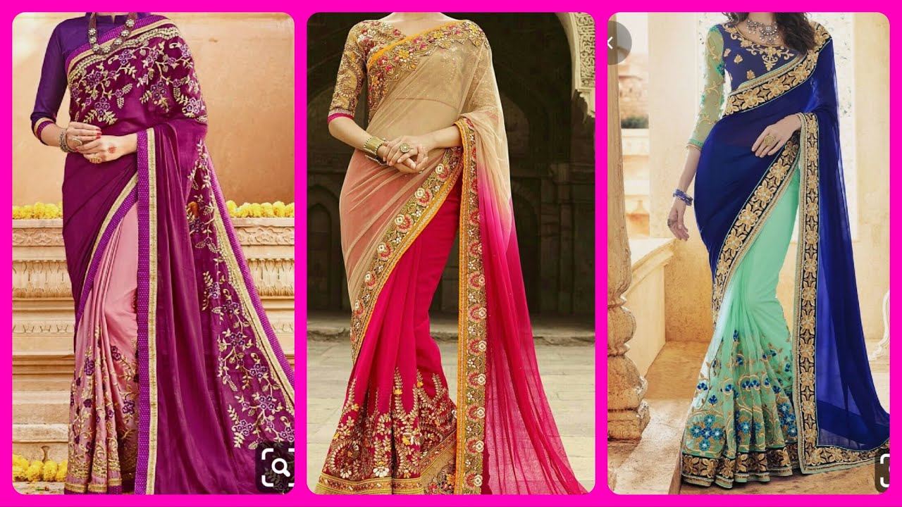 Simple saree border designs,Zardosi saree - YouTube