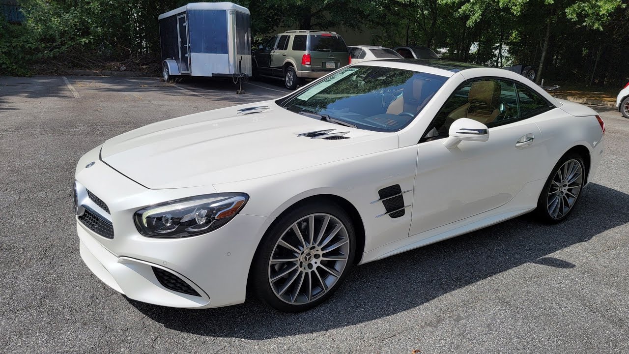 White 2020 Mercedes SL550 exterior view walkaround Pre-purchase ...