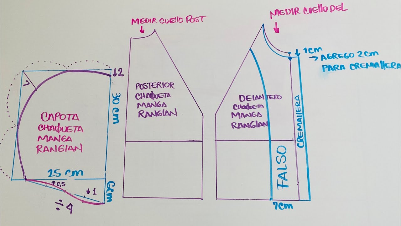 Patronaje chaqueta manga ranglan infantil - YouTube