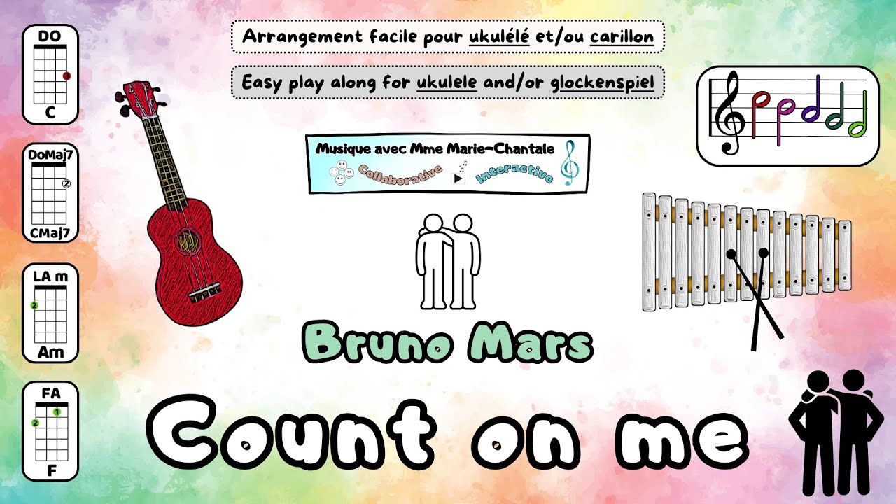 COUNT ON ME Bruno Mars ukulele glockenspiel easy play along (4 chords C ...