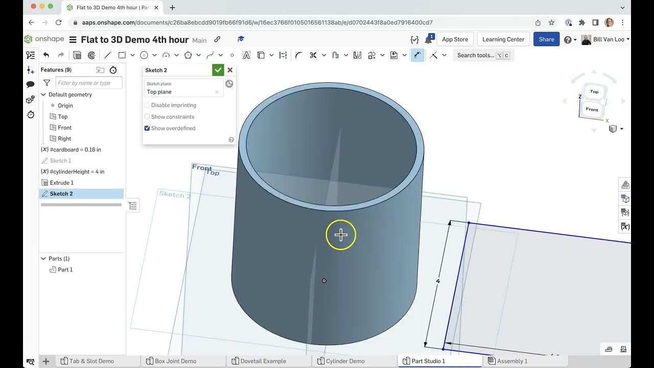 Onshape: Flat to 3D Cylinder - YouTube