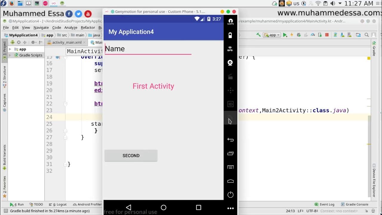 9 Kotlin android pass data between Activities - YouTube