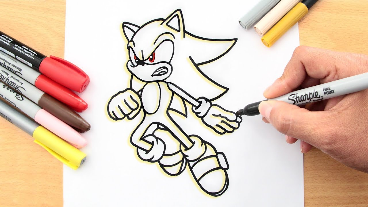 How to Draw SUPER SONIC Flying - YouTube