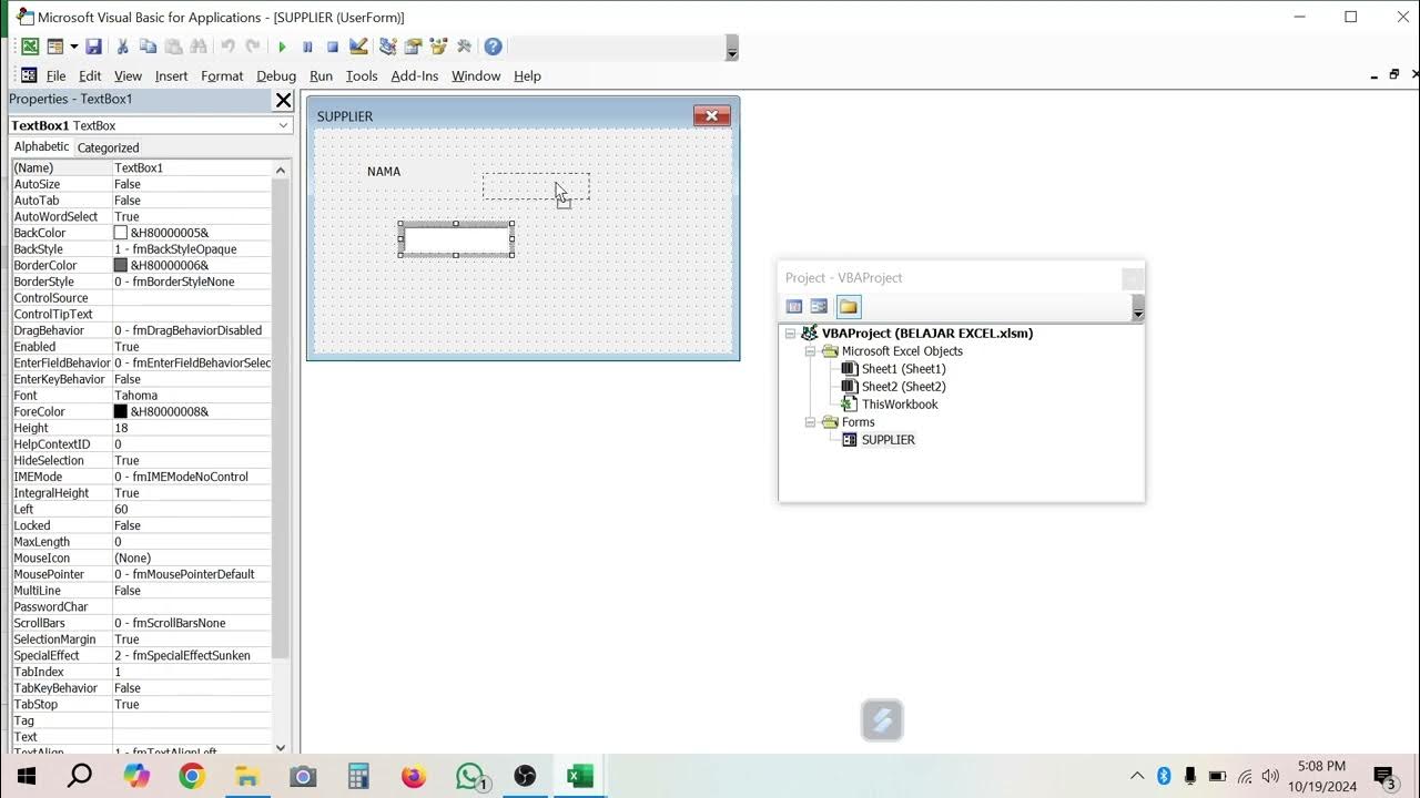 Vba Excel 4. PENAMAAN LABEL & TEXTBOX - YouTube