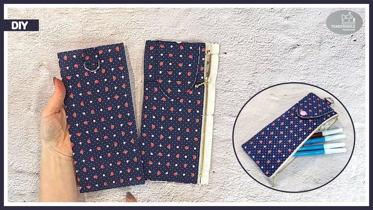 Easy to make! Fabric Pencil Case with Pockets - YouTube