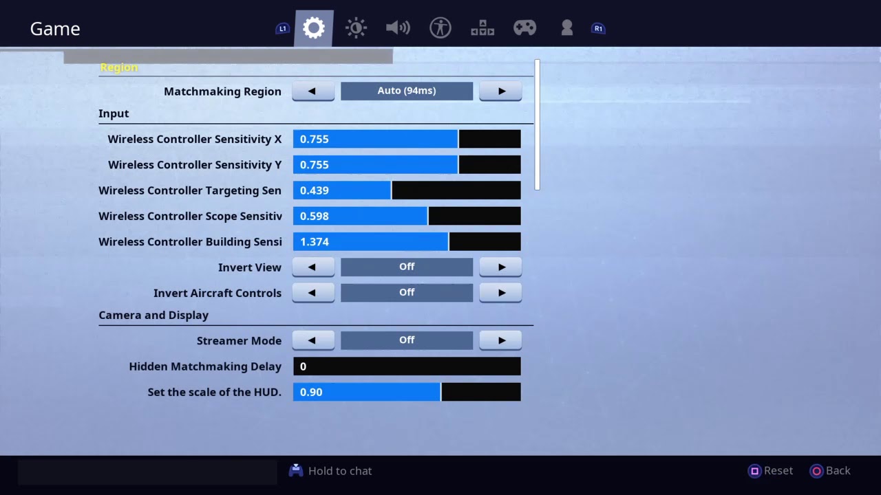My fortnite console settings - YouTube