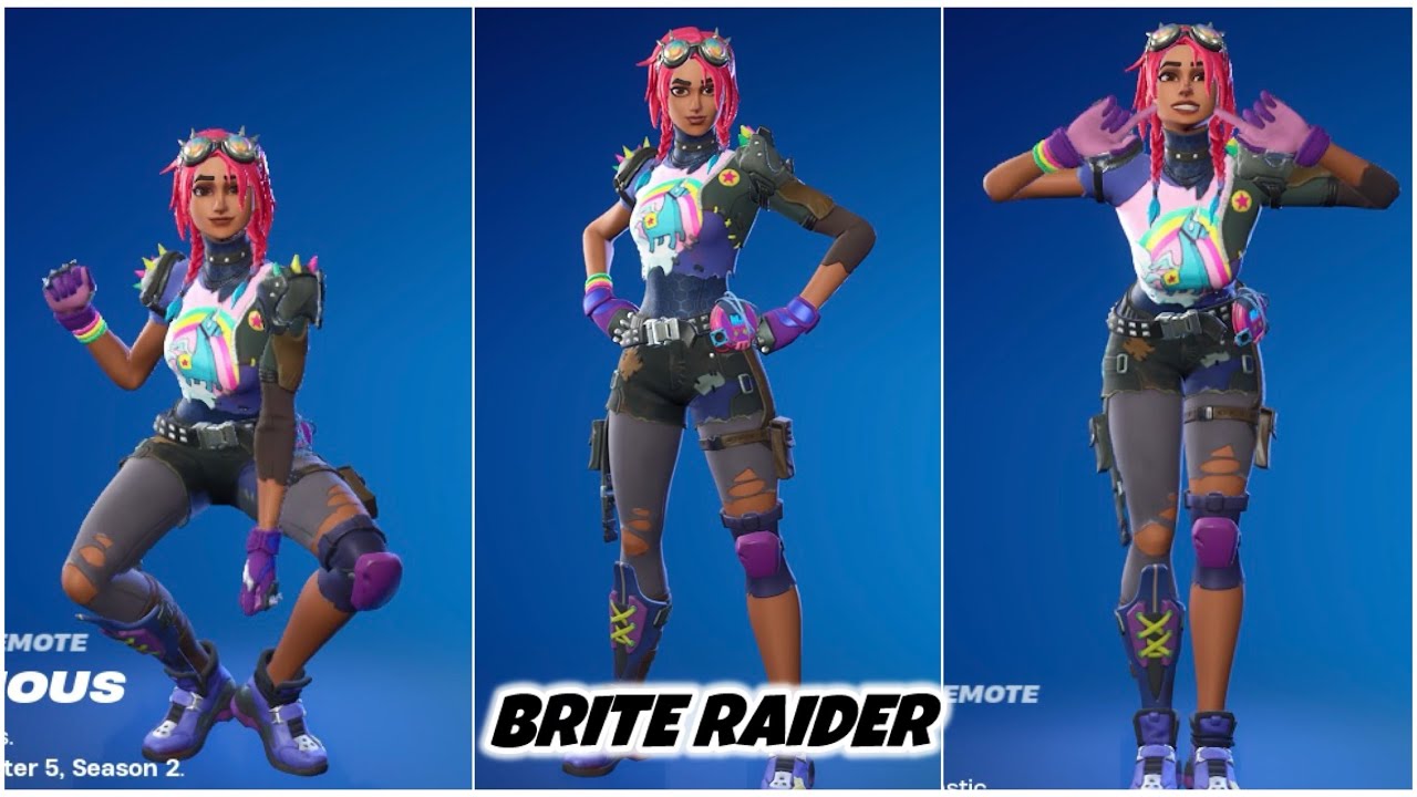 New BRITE RAIDER Skin with Best TikTok Dances & Emotes|Fortnite Chapter ...