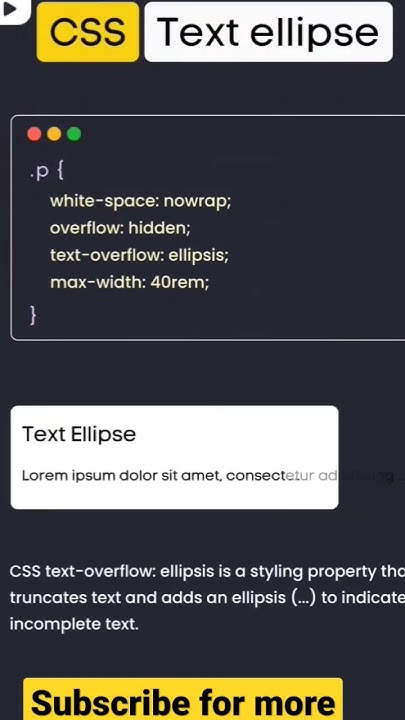 CSS text ellipse property | how to ellipse text using CSS #css #html #shorts - YouTube
