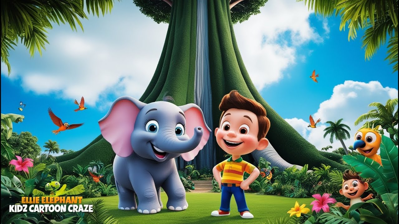 Ellie the Elephant's Jungle Journey With Cartoon Kids || Nursery Rhymes ...