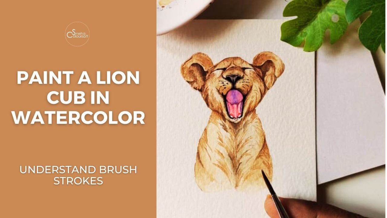 Cute Lion Cub Yawning: Watercolor Painting Tutorial | Learn to Capture ...