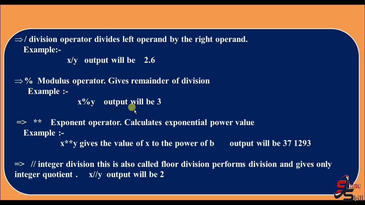 Python :- Operator by Shankar Singh | shineskill.com - YouTube