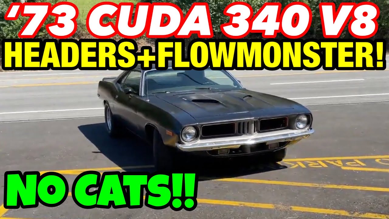 1973 Plymouth Cuda 340 V8 TRUE DUAL EXHAUST w/ LONG TUBE HEADERS ...