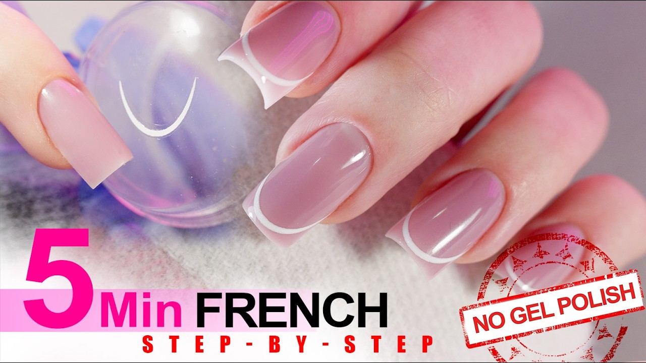 Quick Gel Nail Extension + Perfect French Manicure without Gel Polish ...