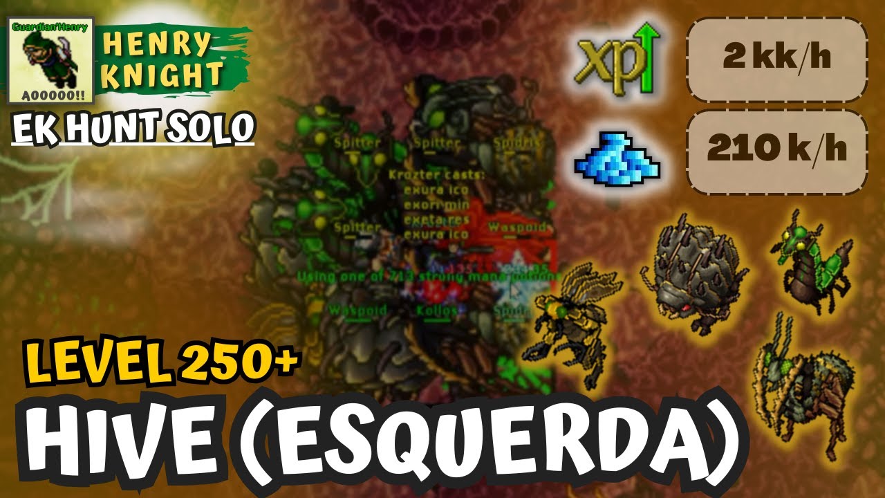 Tibia | THE HIVE (Torre Esquerda) | Level 250+ | Ek Hunt Solo #175 ...