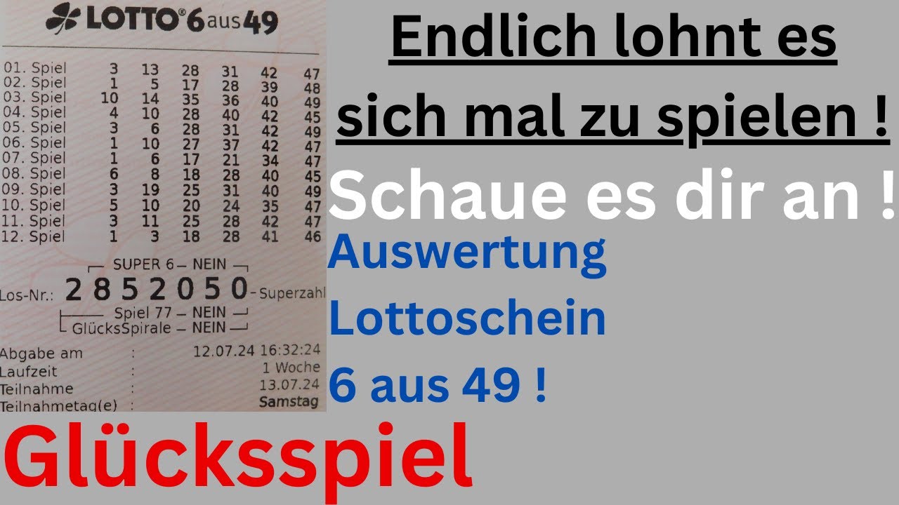 Lottoschein 6 aus 49 auswerten - Na das sieht doch mal gut aus ...