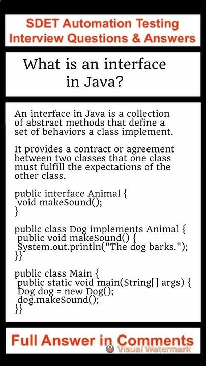 Java What Is An Interface In Java Sdet Automation Testing Interview Questions And Answers Youtube
