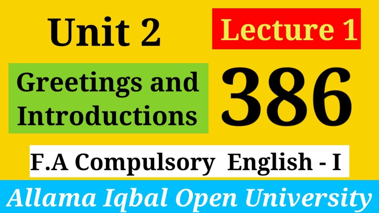 Greetings and Introductions | Unit 2 | Section A | AIOU F.A ...