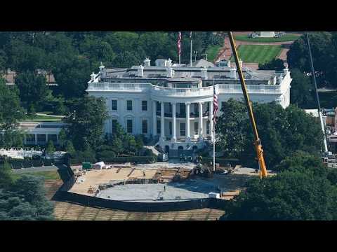 Trump building granite helipad on White House South Lawn